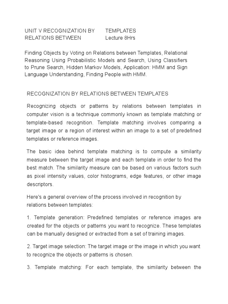 Template-Based Object Recognition Techniques | PDF