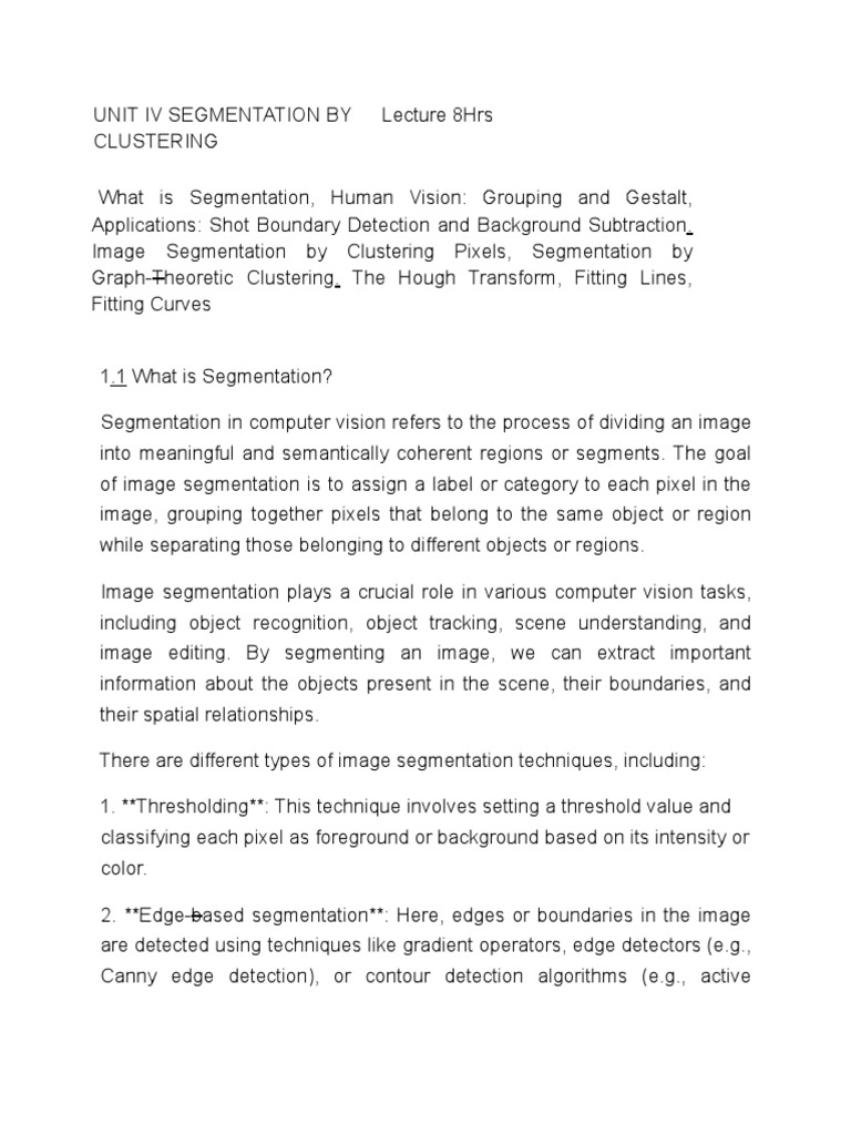Unit 4 CV | Download Free PDF | Image Segmentation | Computer Vision