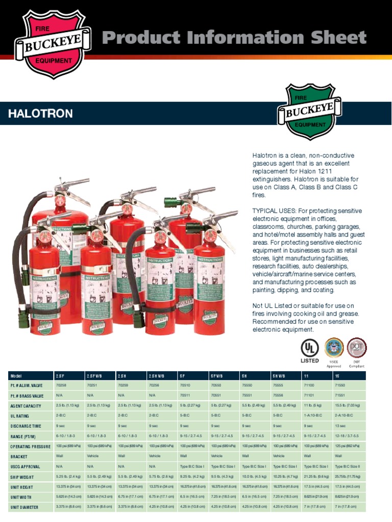 Halotron Fire Extinguisher Specs | PDF | Pascal (Unit)