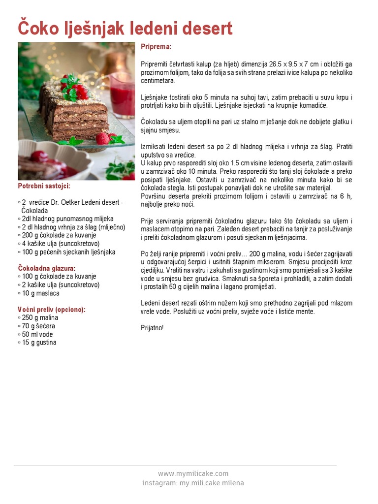 Recept - Coko Ljesnjak Ledeni Desert | PDF