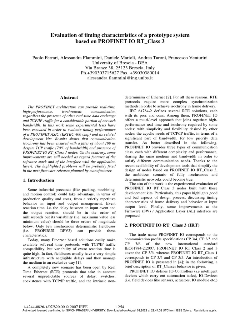 Evaluation of Timing Characteristics of A Prototype System Based On ...