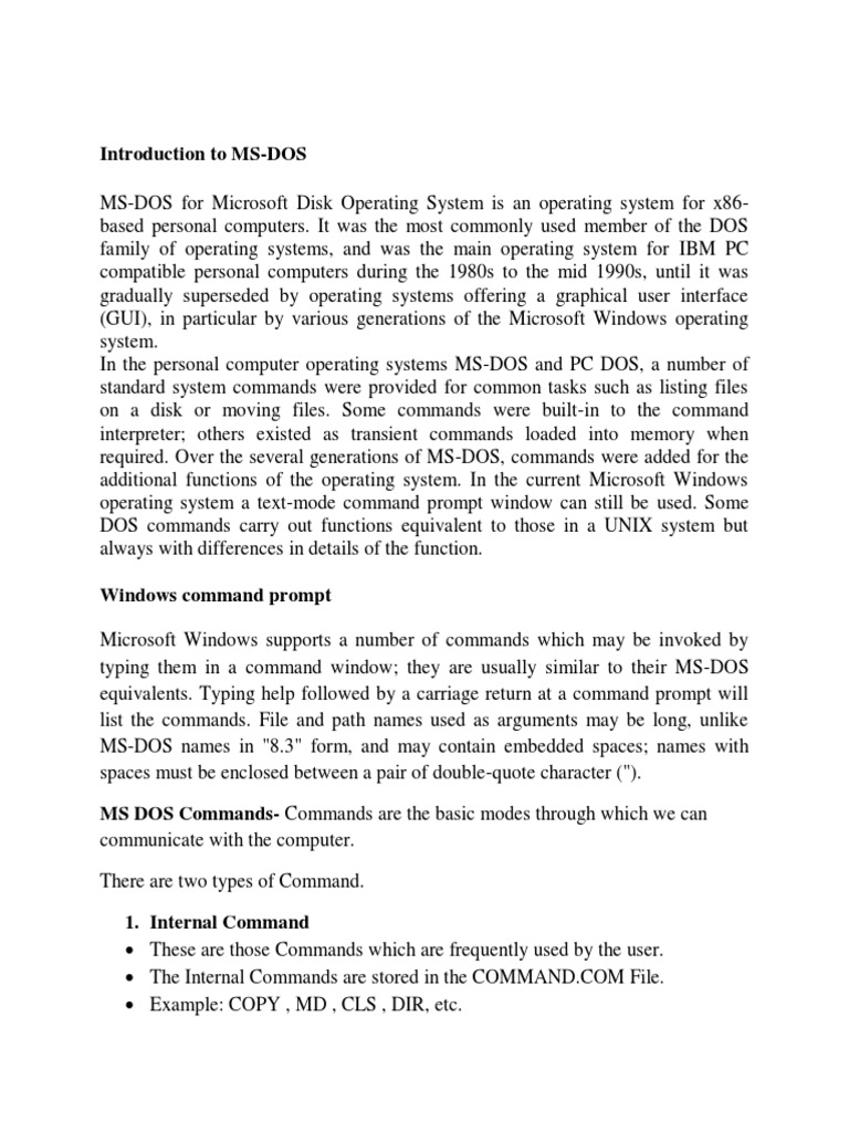 MS Dos | PDF | Operating System | Computer File