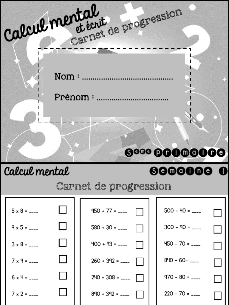 Carnet de Calcul Mental P5 | PDF
