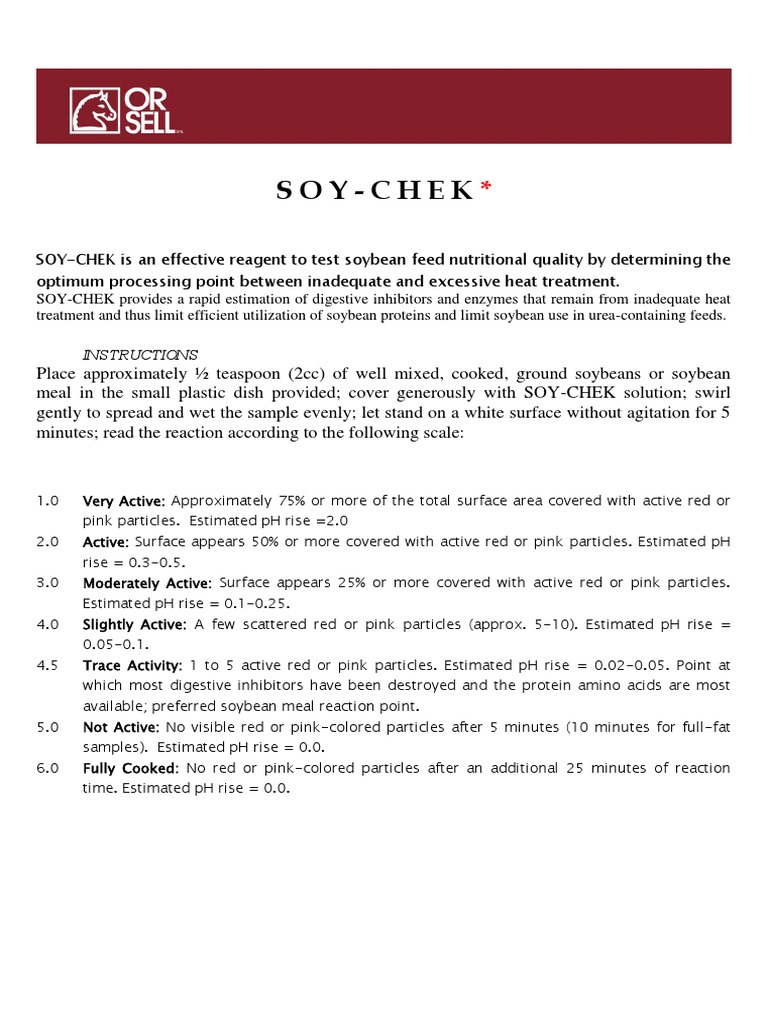 Soy-Chek: Instructions | PDF
