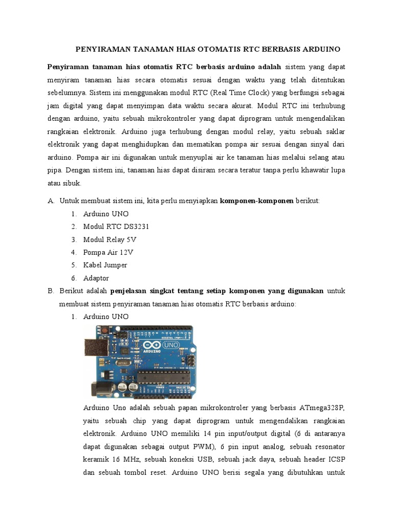 Penyiraman Tanaman Hias Otomatis Arduino | PDF