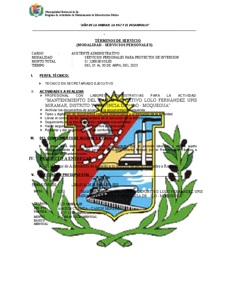 TDR Asistente Administrativa | PDF | Tecnología