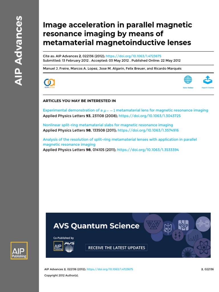 Image Acceleration in Parallel | PDF | Metamaterial | Magnetic Resonance Imaging