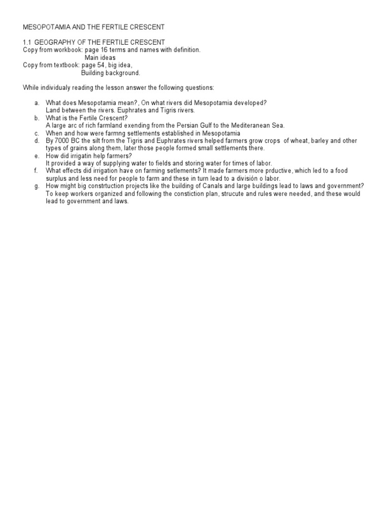 Mesopotamia and The Fertile Crescent | PDF