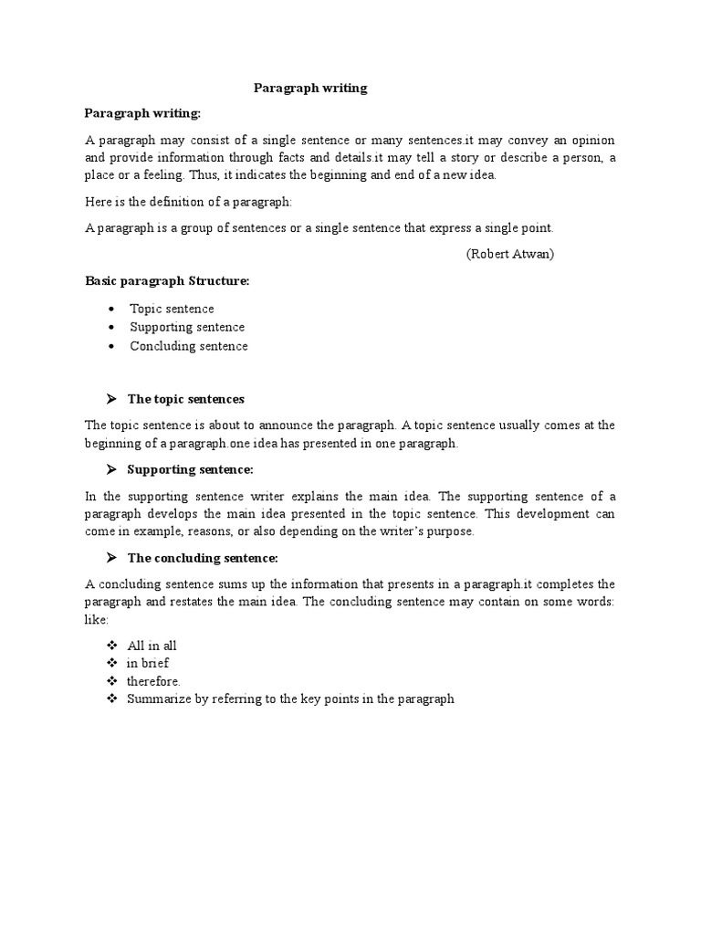 Paragraph Writing Technical Writing | PDF