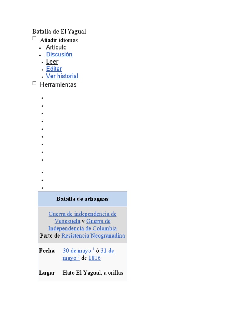 Batalla de El Yagual | PDF | Caballería | Batallas