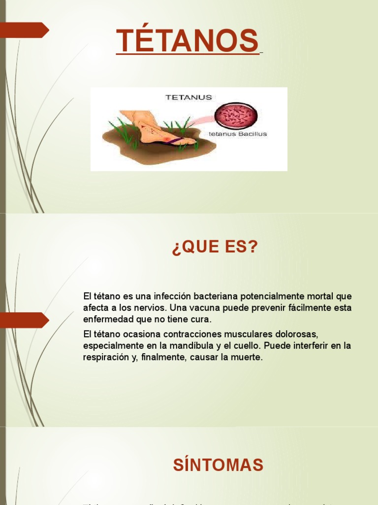 Síntomas y riesgos del tétano | PDF | Medicina CLINICA | Especialidades ...