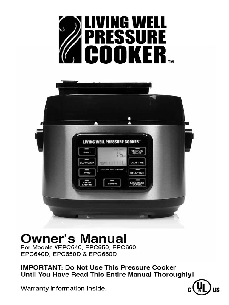 Living Well Pressure Cooker - OM | PDF | Pressure Cooking | Slow Cooker