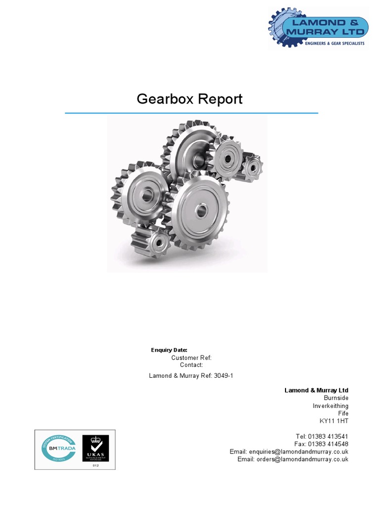 Sample Gearbox Report | PDF | Gear | Kinematics