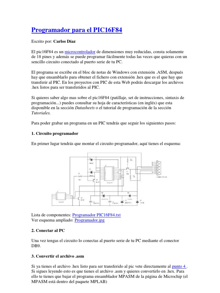 Program Ad or para El PIC16F84 | PDF | Microcontrolador Pic | Windows Nt