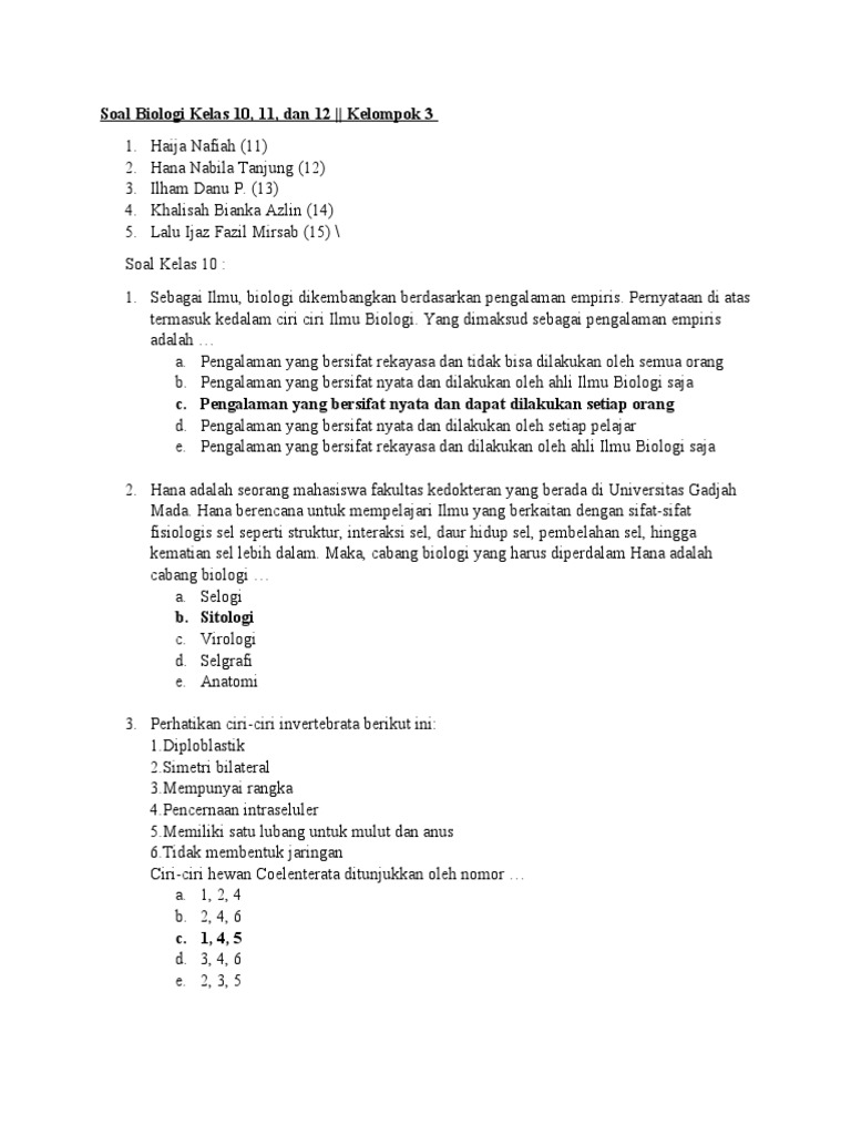 Soal Biologi Kelas 10 11 12 | PDF | Kesehatan Holistik | Sains & Matematika