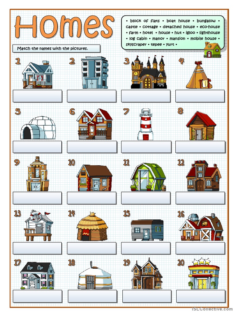 Types of Houses for Kids Worksheet | PDF