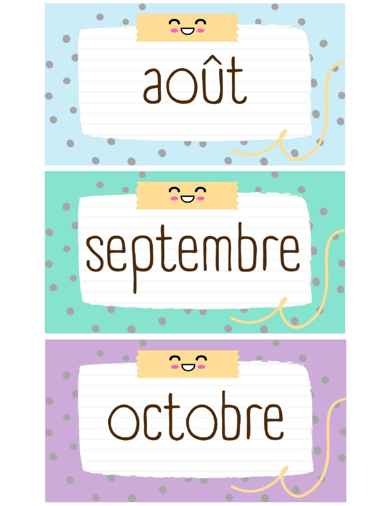Etiquettes - Mois de L'année (Kawaii) | PDF