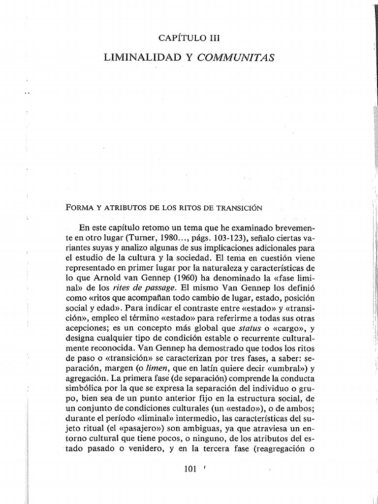Turner Liminalidad y Comunitas | PDF