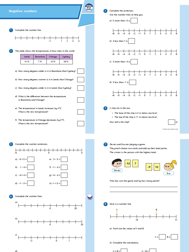 Y6 Autumn Block 1 WO8 Negative Numbers 2022 | PDF | Climate | Earth ...
