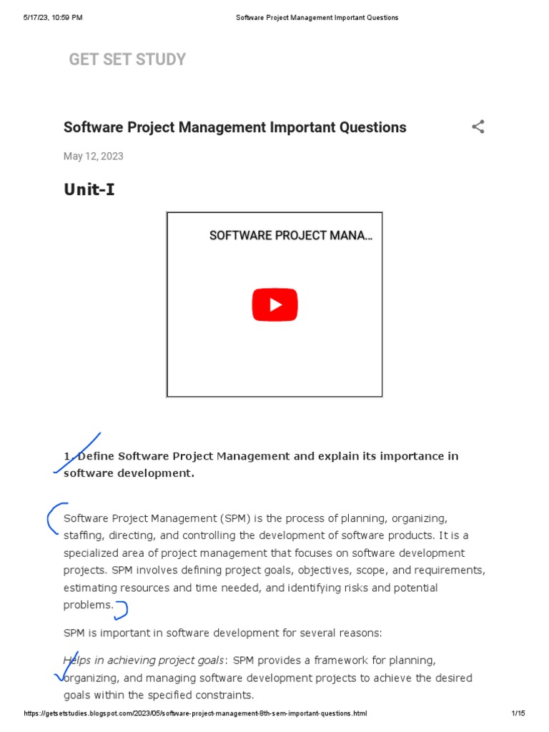 SPM Notes | PDF | Software Development Process | Project Management