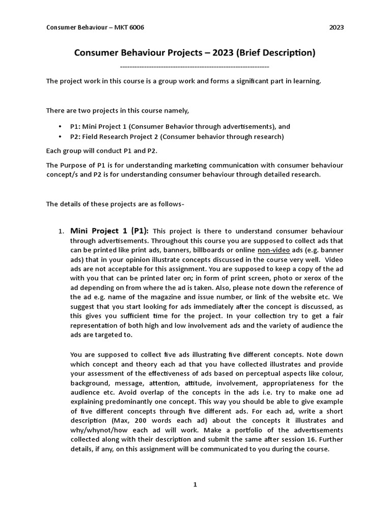 Consumer Behavior Project 1 | PDF | Consumer Behaviour | Advertising