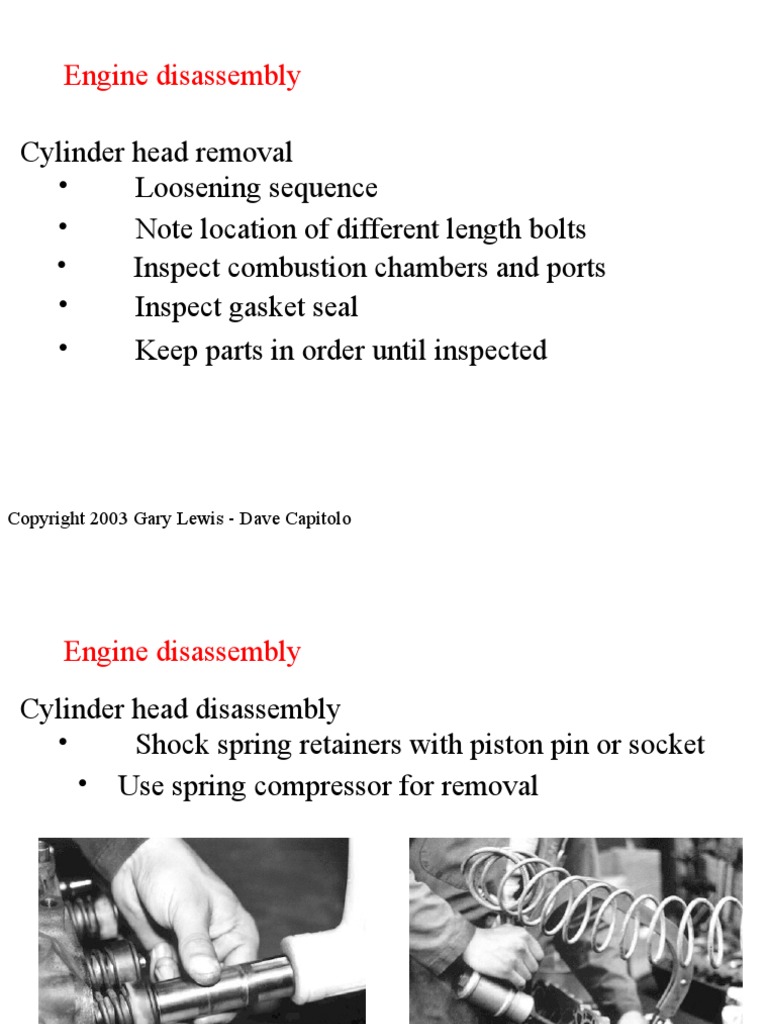 Chapter 7 Disassembly | PDF | Piston | Engine Technology