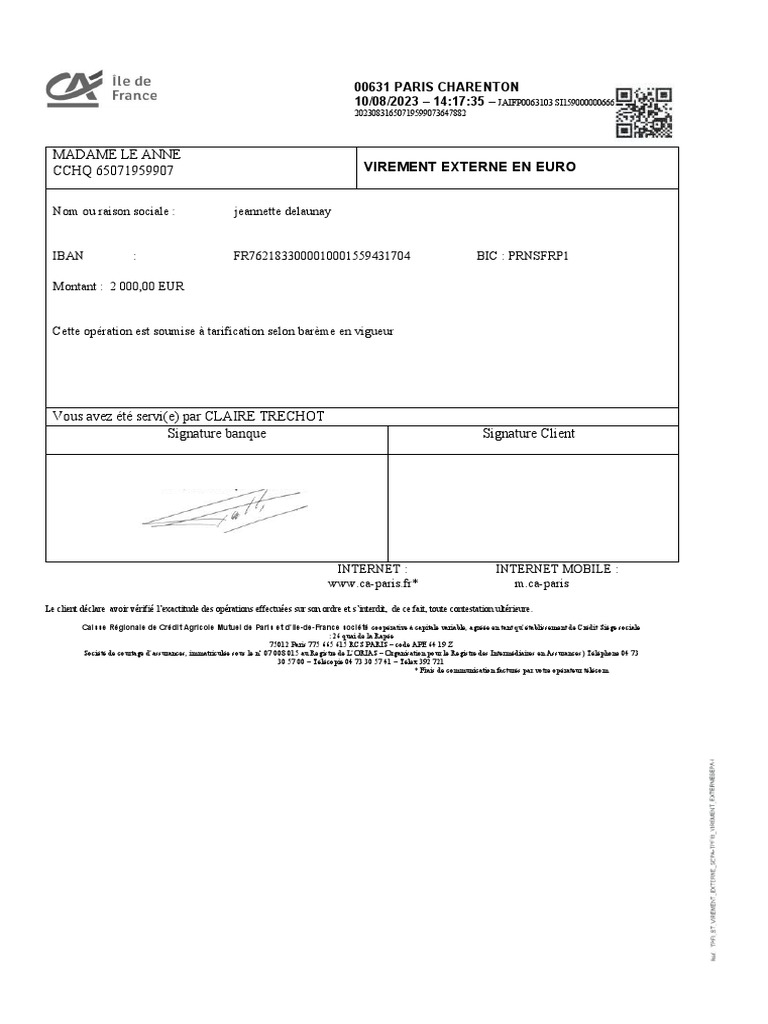 Confirmation de Virement | PDF