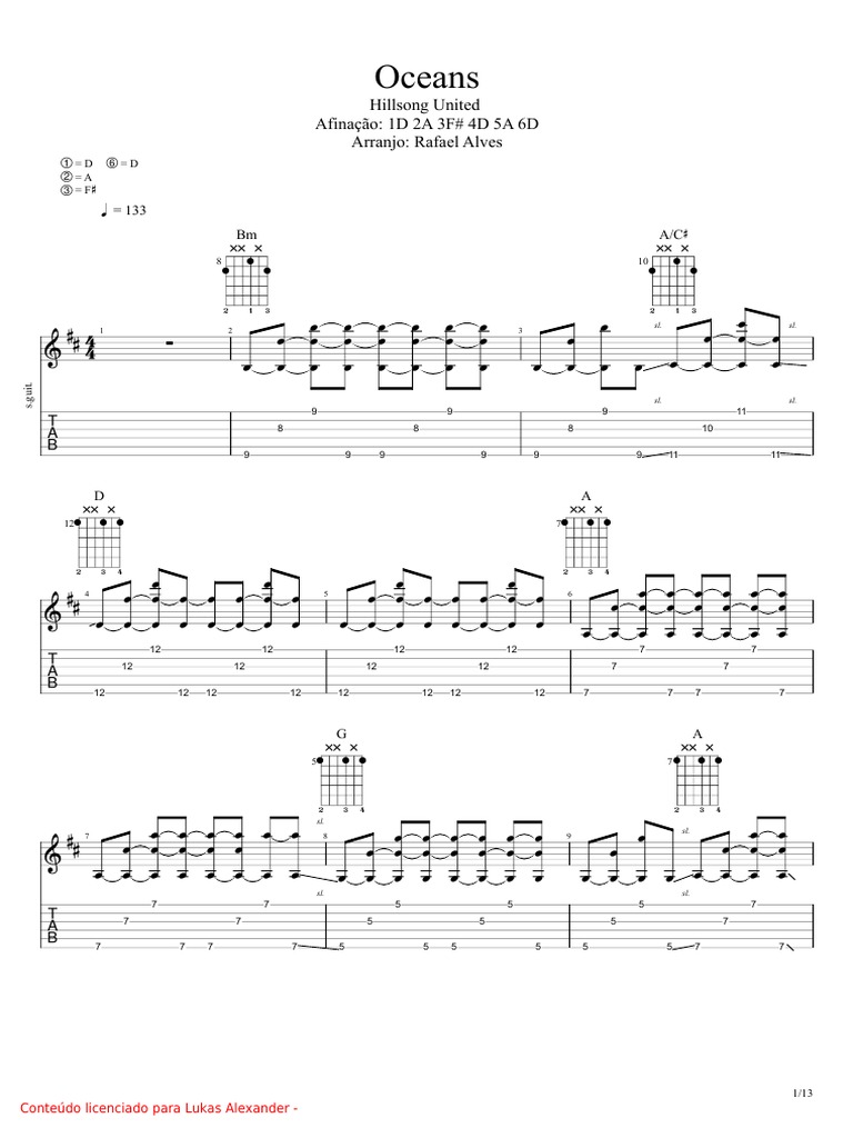 Oceans Oceanos Tablatura | PDF