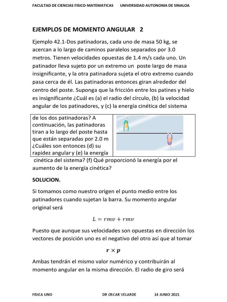 Ejemplos de Momento Angular en Física | PDF | Momento angular | Fricción
