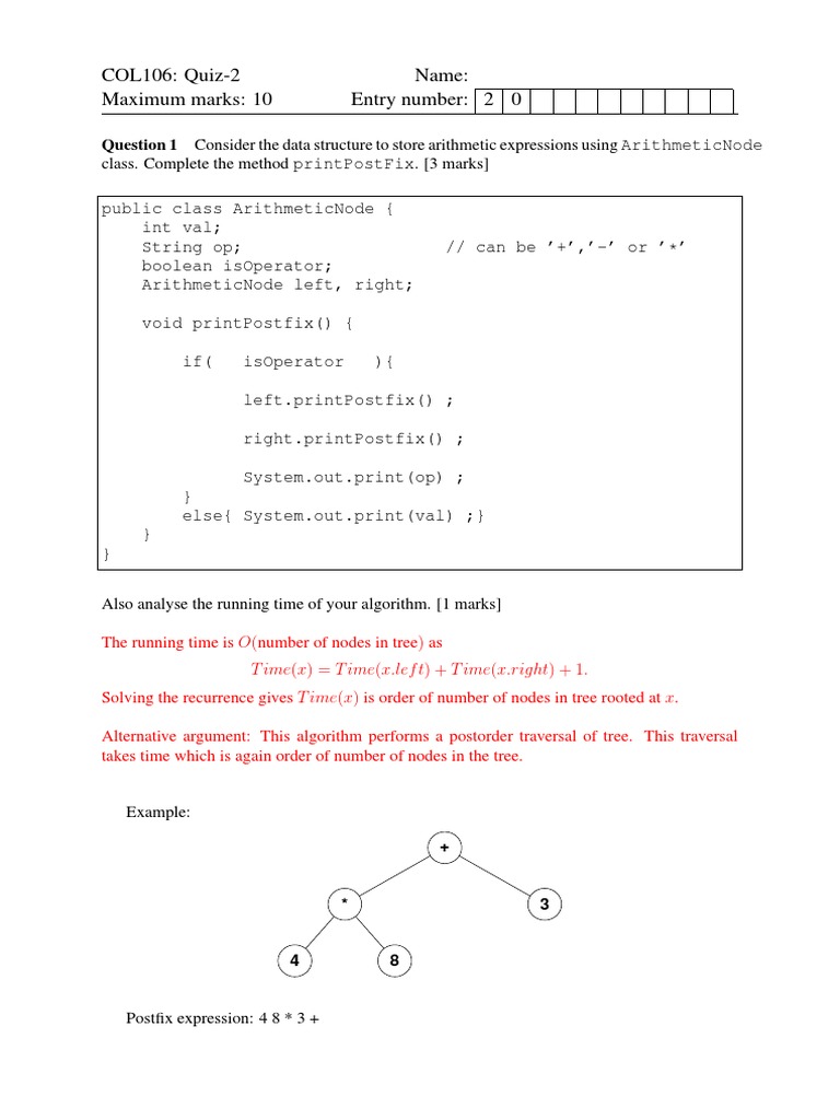 Quiz2 Solution Pdf Algorithms And Data Structures Computer Data 9337