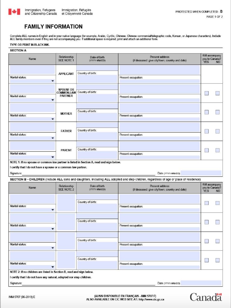 Canada Family Information Form | PDF