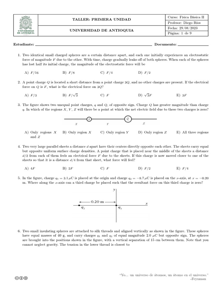 Workshop 01 Electricity and Magnetism | PDF | Electrical Conductor ...