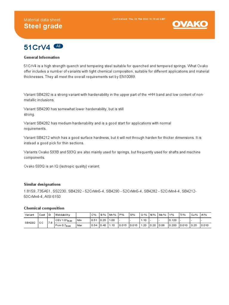 Steel Grade: Material Data Sheet | PDF | Steel | Strength Of Materials