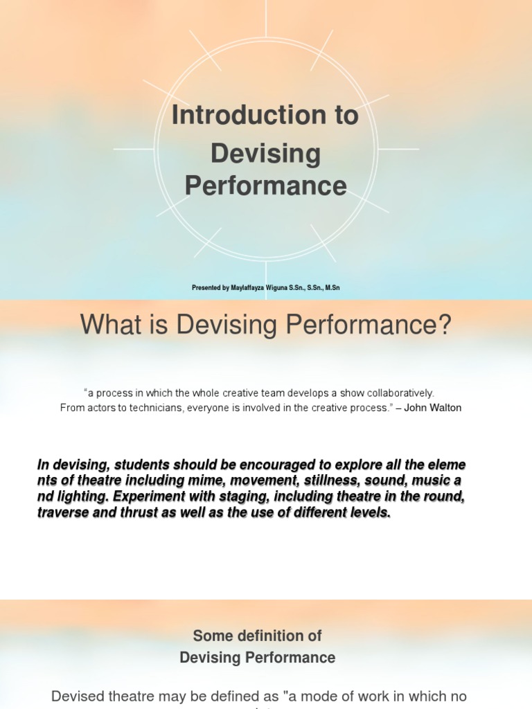 PDF Sesi 1 - Introduction To Devising Performance | PDF | Theatre | Thought