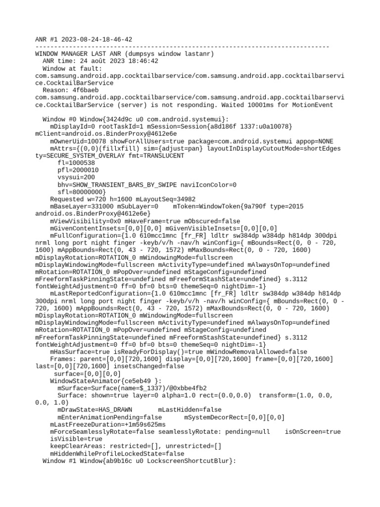 Dumpsys ANR WindowManager | PDF | System Software | Software