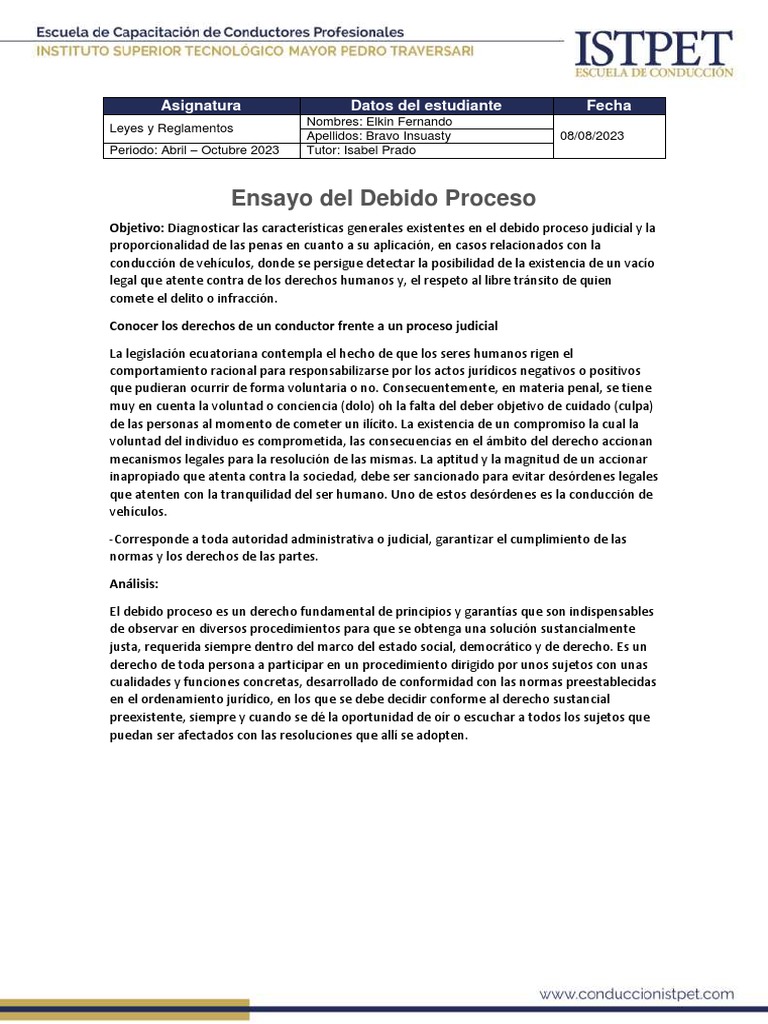 Ensayo Del Debido Proceso | PDF | Debido al proceso | Derecho penal