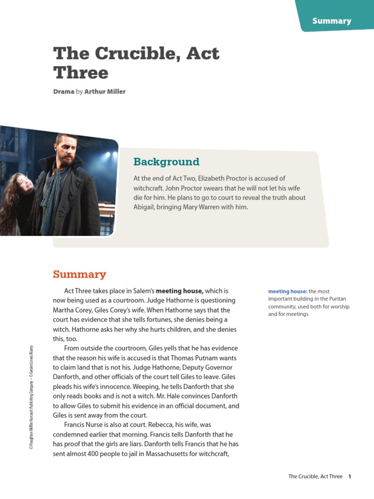 Act Three Summary of The Crucible | PDF