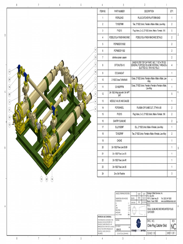 Plano Ensamble Plug Catcher Skid 16-1130 | PDF