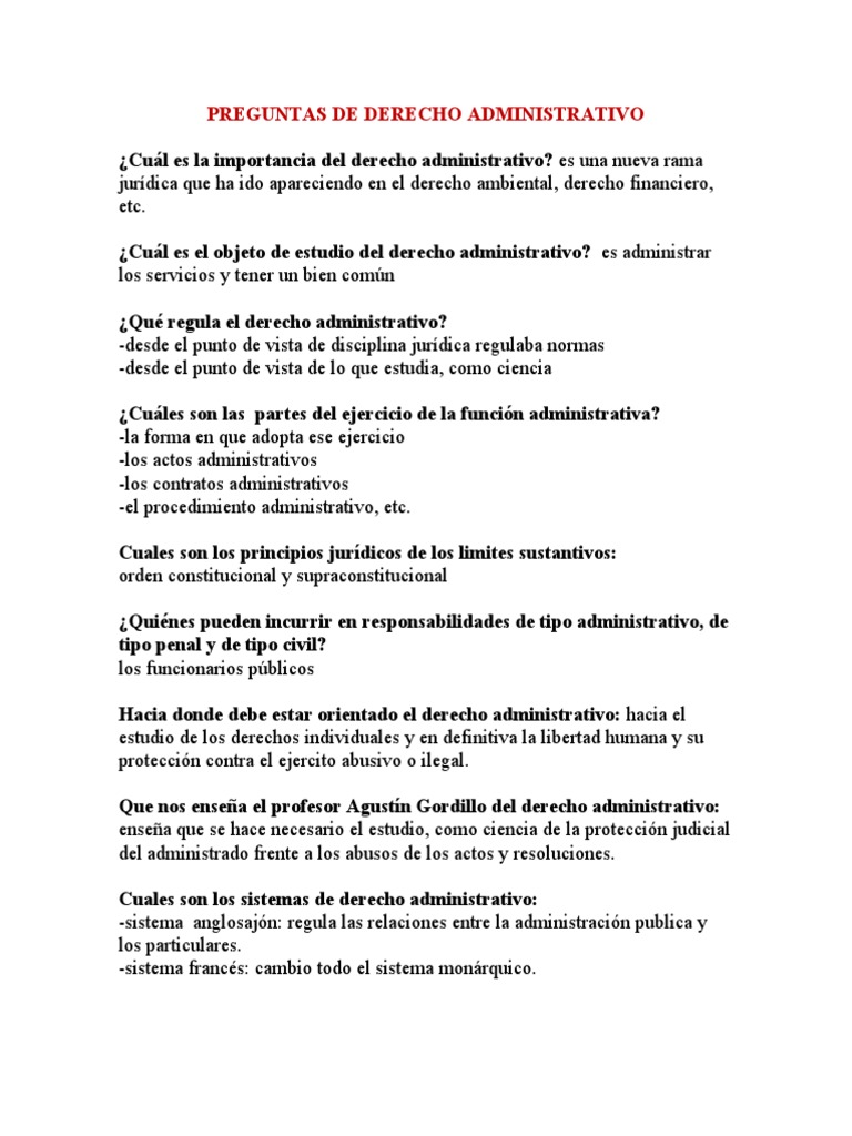 Preguntas de Derecho Administrativo | PDF