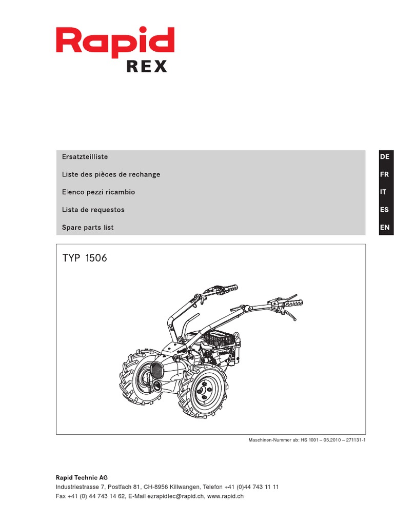 Rapid Rex Type 1506 Parts Manual | PDF