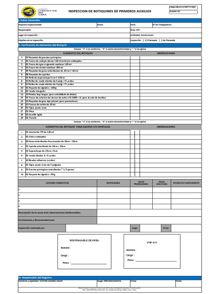 Inspección de BOTIQUIN | PDF