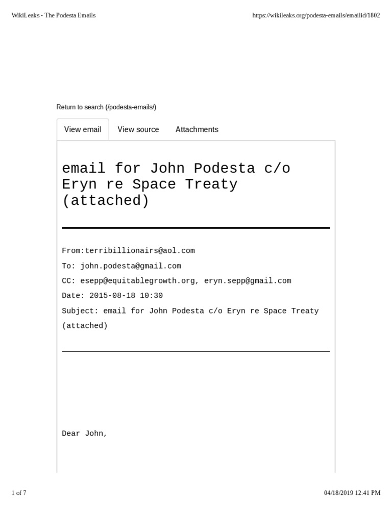 Space Treaty (John Podesta Email) | PDF | Strategic Defense Initiative ...
