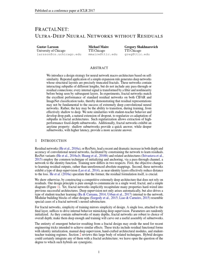 214 Fractalnet Ultra Deep Neural N | PDF | Deep Learning | Cybernetics