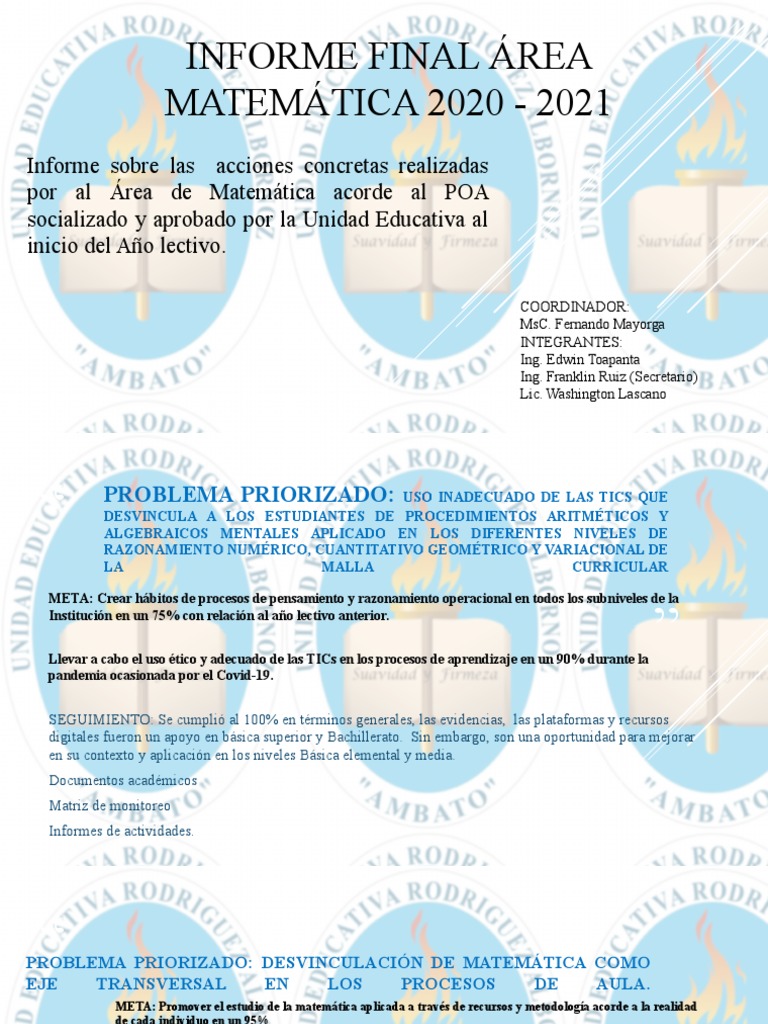 Informe Final Área Matemática 2020 - 2021 | PDF | Matemáticas | Educación primaria