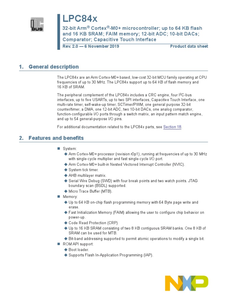 LPC84 X | PDF | Microcontroller | Integrated Circuit