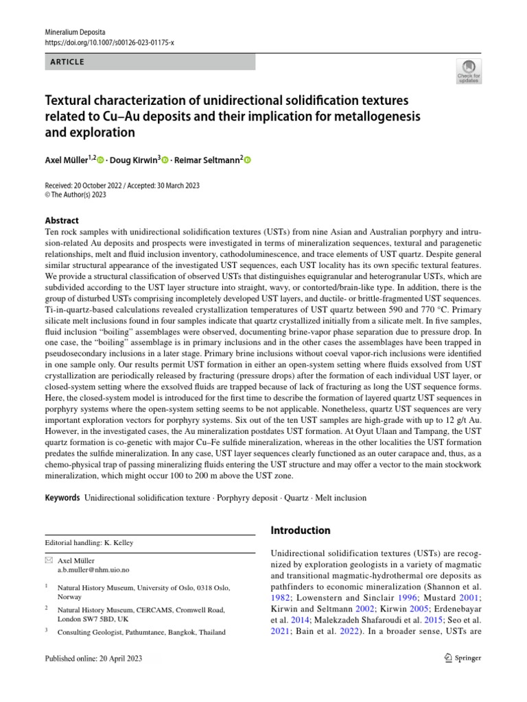 Textural Characterization of Unidirectional Solidification Textures | PDF | Igneous Rock | Rocks