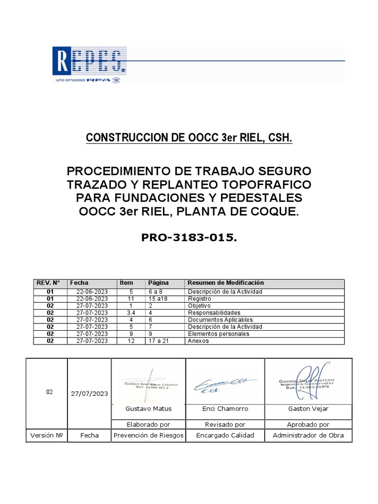 PRO-3183-015 TRAZADO Y REPLANTEO TOPOGRAFICO Rev.02 | PDF | Topografía | Tornillo