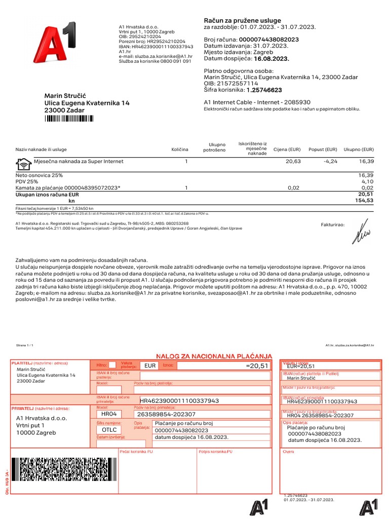 A1 Racun 07-2023 | PDF