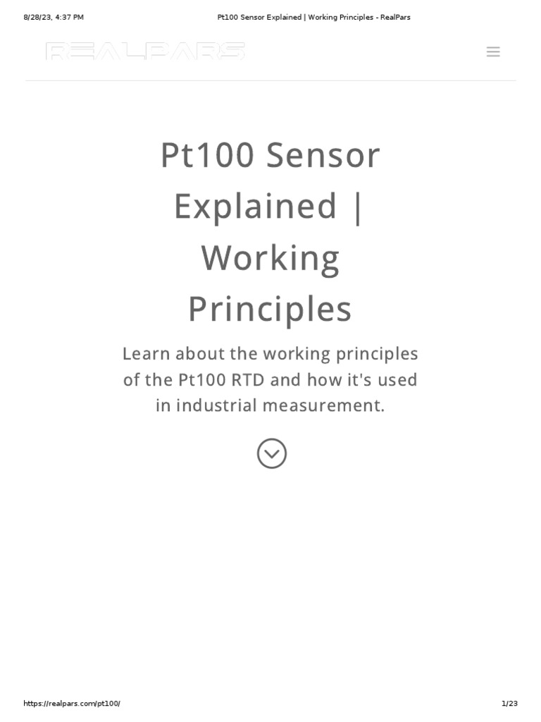 Pt100 Sensor Explained - Working Principles - RealPars | PDF | Electrical Resistance And ...