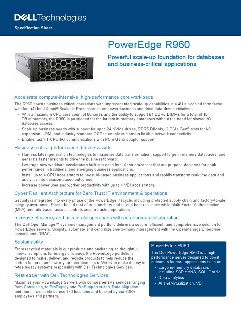 poweredge-r960-spec-sheet | PDF | Solid State Drive | Computer Science